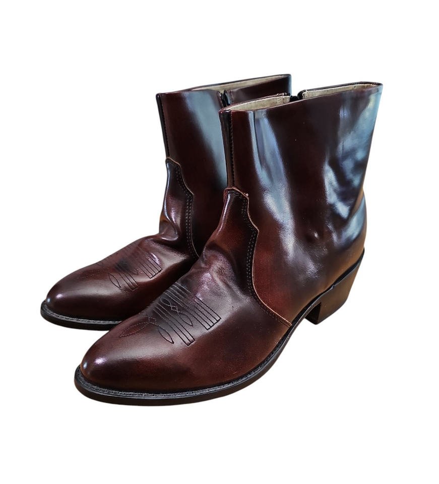 Durango Men's Brown Leather Ankle Western Cowboy Boots Side Zip 12EE ...