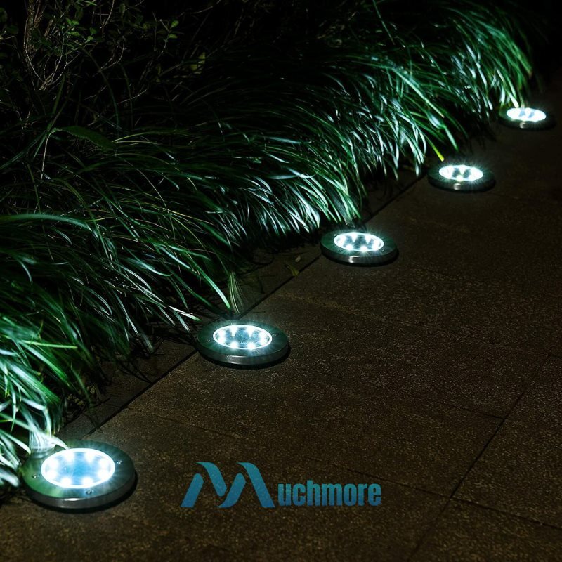 4Pack Solar Ground Light 8 LED Outdoor Disk Lighting Landscape Yard ...