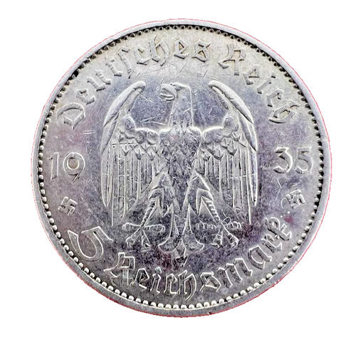 Rare Third Reich Germany 1935 5 E Reichsmark Garrison Church Silver KM ...