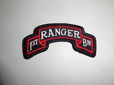 PATCH MILITARY SHOULDER TAB 1ST RANGER BATTALION SCROLL COLORED SEW ON ...