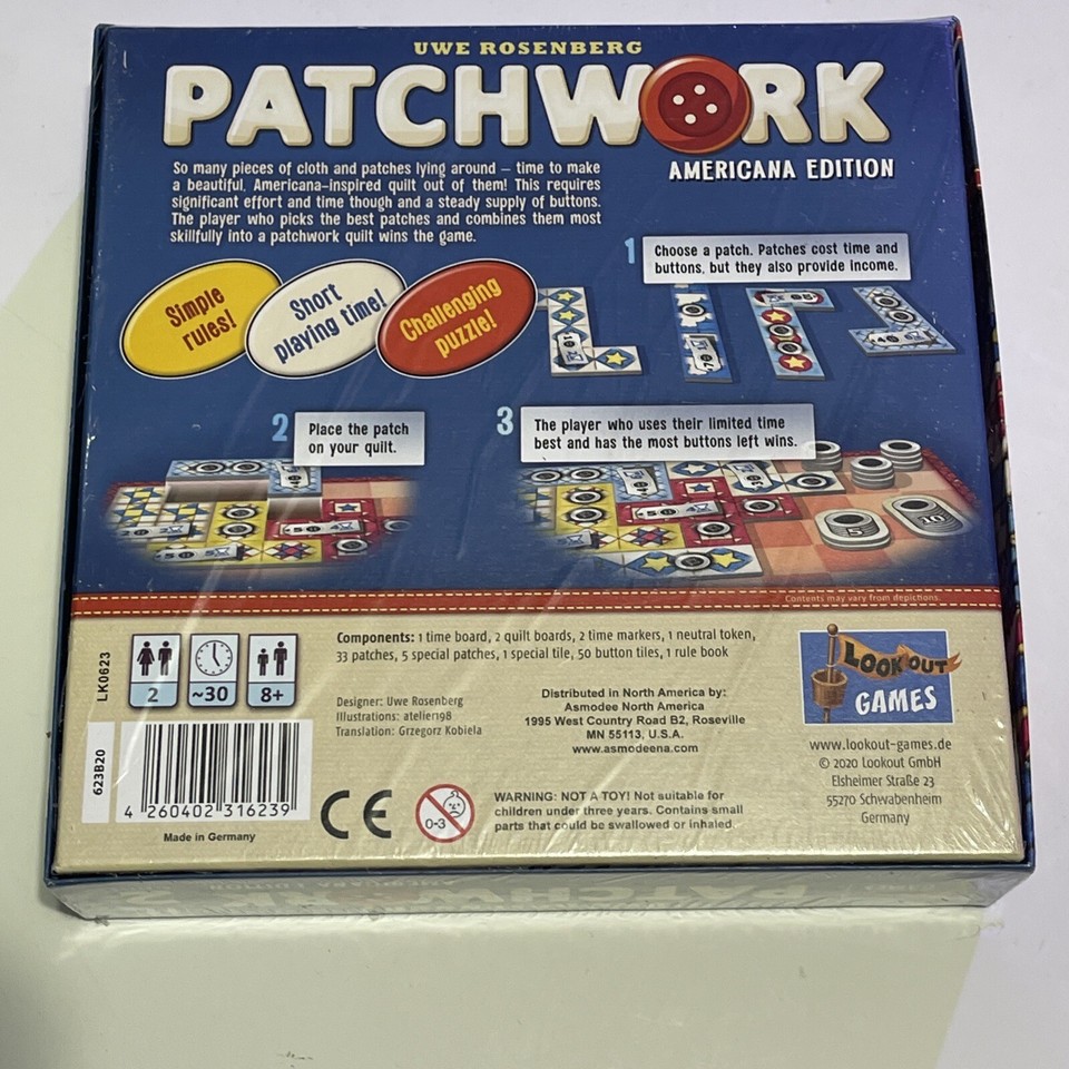 Patchwork by Owe Rosenberg Americana Edition Quilt Making Game Brand New Sealed | eBay