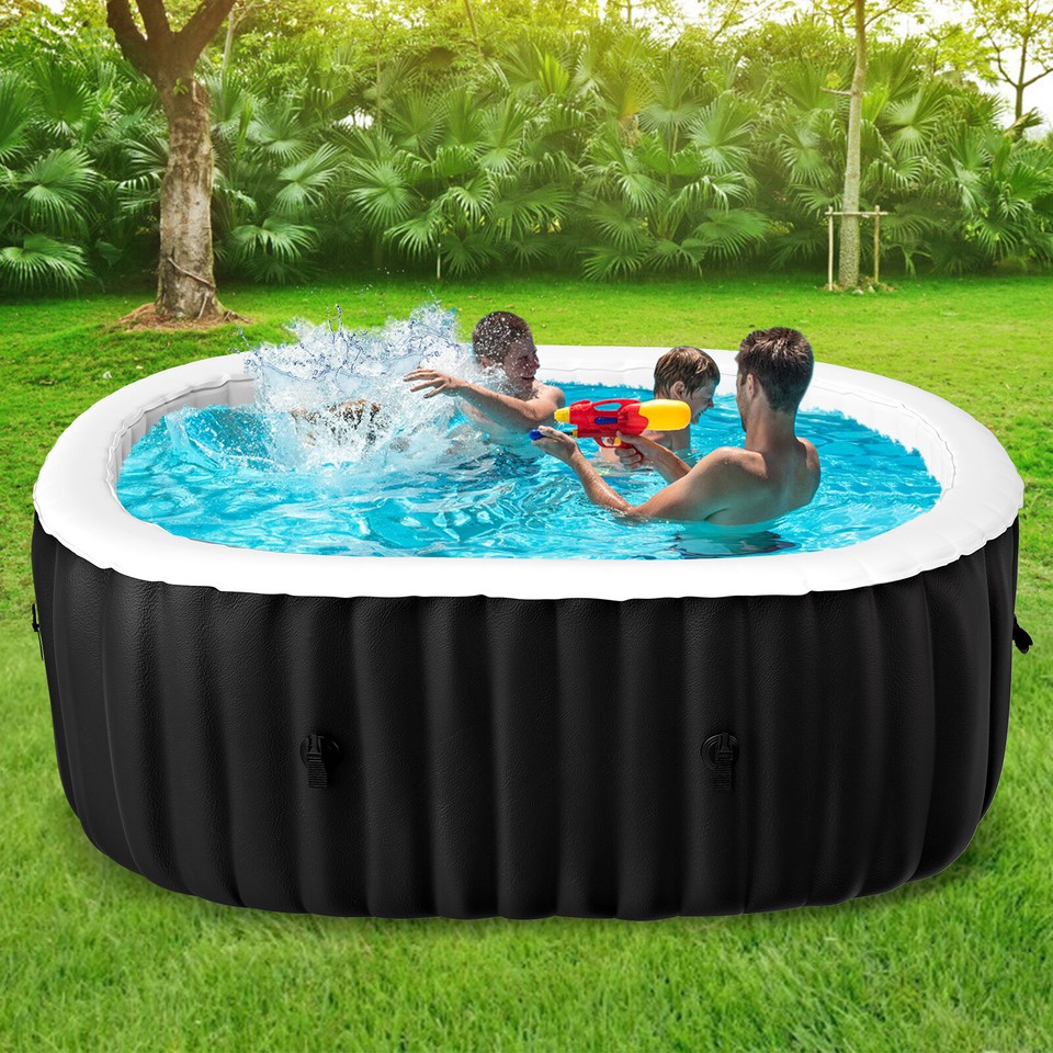 H&ZT 2 Person Inflatable Hot Tub with Side Table Blow Up Hot Tub W 100 ...
