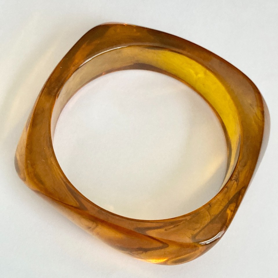 Vintage Lucite Acrylic Faux Honey Amber Tortoise Shell Bracelet Bangle Retro 8" | eBay