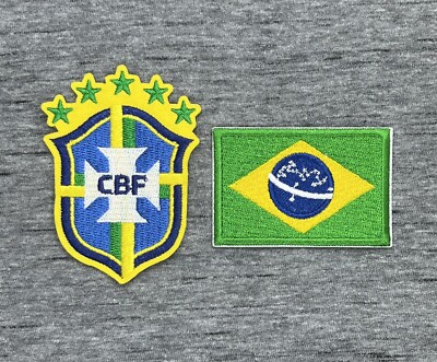 CBF BRAZIL SOCCER PATCH 2 PIECE SET EMBROIDERED IRON-ON PATCH- FREE ...