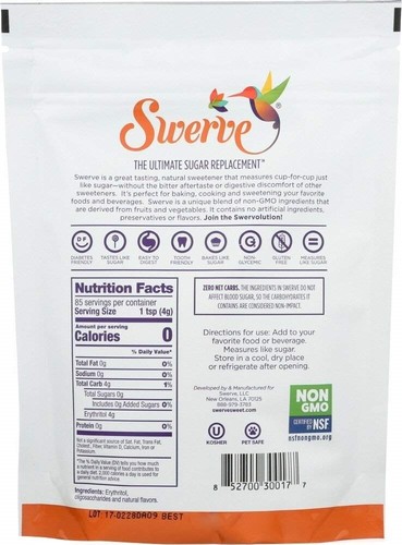 Swerve The Ultimate Sugar Replacement Granular 340g Natural Sweetener ...