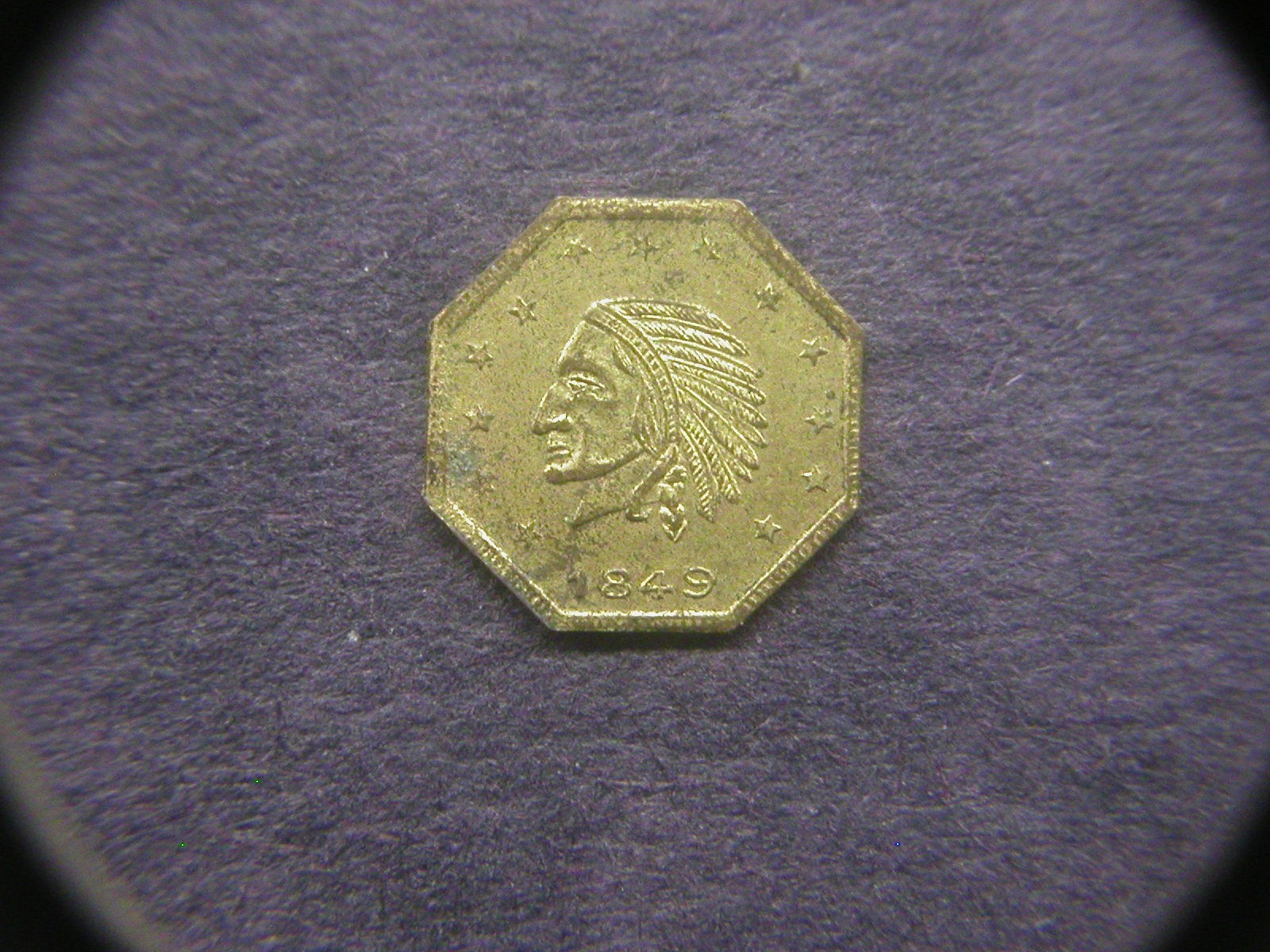 1849 California Gold 13 Star Indian Head Octagon 1/2 Dollar Token/Coin ...