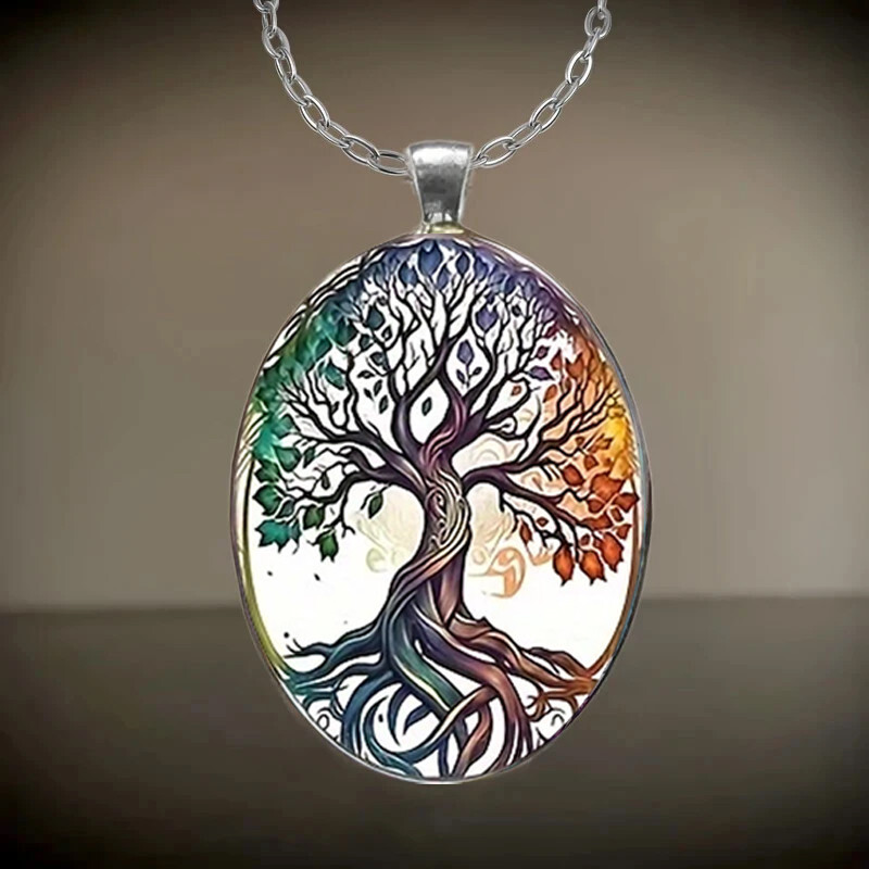 Tree Of Life Oval Jewelry Vintage Silvery Gothic Strength Pendant ...