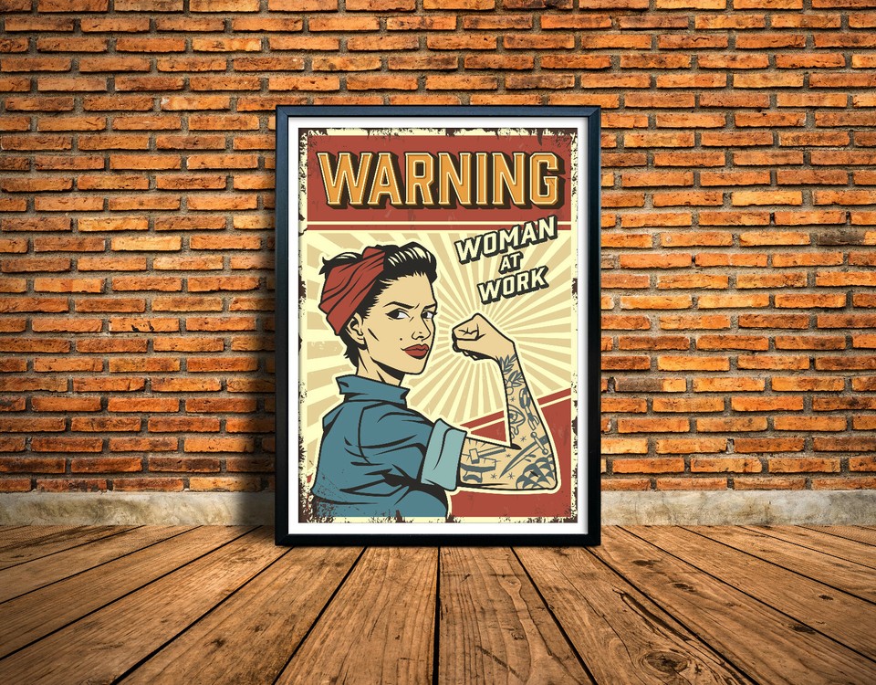 Strong woman vintage poster, inspirational woman power print, gift for ...