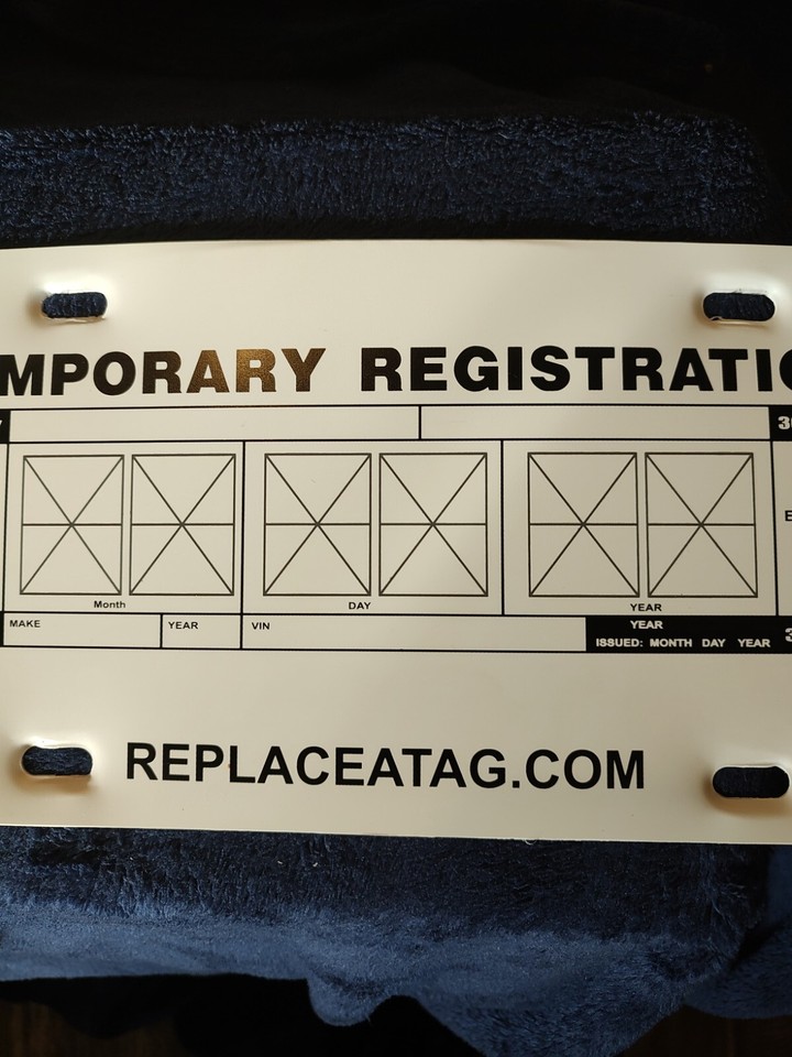 License Plate-30 Day Temporary Tag Replacement. Replace Lost Temp Tag ...