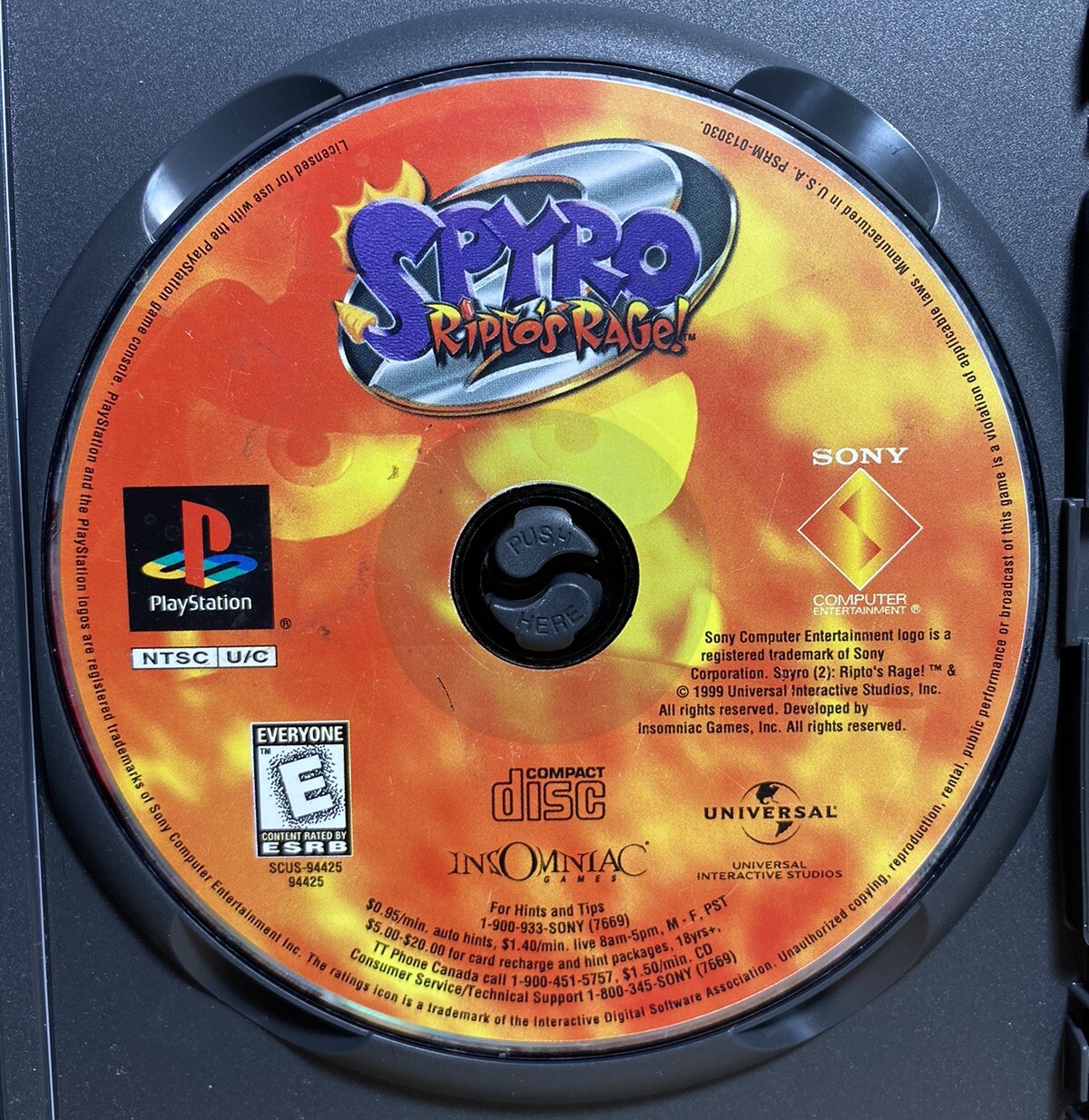 Spyro 2: Ripto's Rage (Sony PlayStation 1, 1999) PS1 Disc Only Tested ...