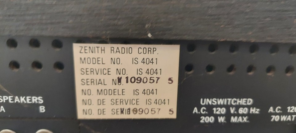 Vintage Zenith Integrated Stereo System Model IS 4041 | eBay