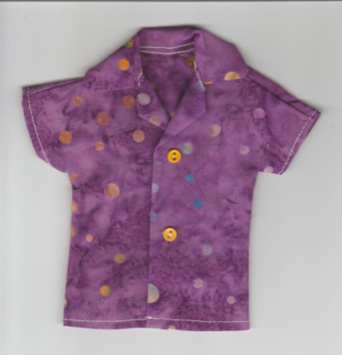 Homemade Doll Clothes-Purple With Dots Print Shirt that fits Ken Doll ...