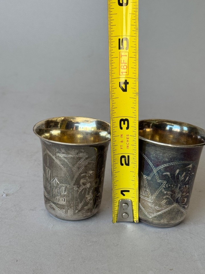 PAIR 2 , 1893 Imperial Russian Kiddush Cups 84 Silver 81g | eBay