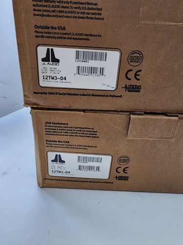 2 JL Audio 12TW3-D4 1-Way 12in. Car Subwoofes 699440921855| eBay