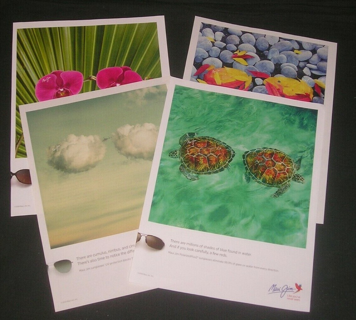 2014 Maui Jim Sunglasses - Lot of 4 Print Ads - Turtles, Clouds ...