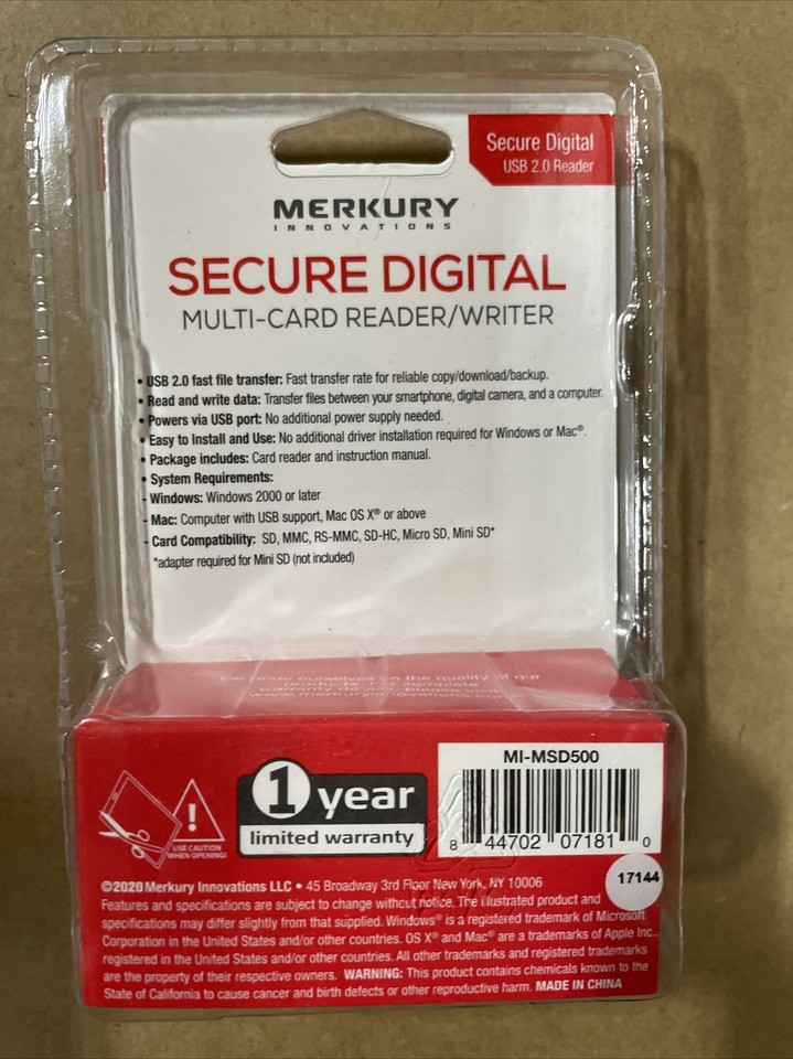 Merkury High Speed SD USB Multi-Card Reader / Writer 844702071810| eBay