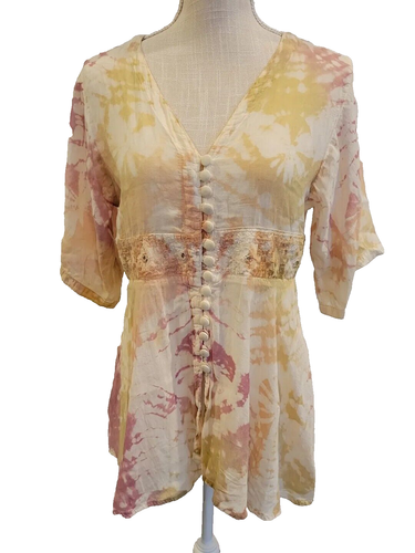 Pier 1 Passports Tie Dye Blouse Size S Womens Top Shirt Made in India ...