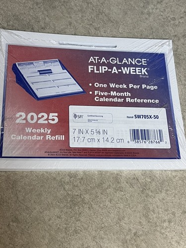 2025 AT-A-GLANCE Flip-A-Week 7" x 5.8”Weekly Desk Calendar Refill # ...