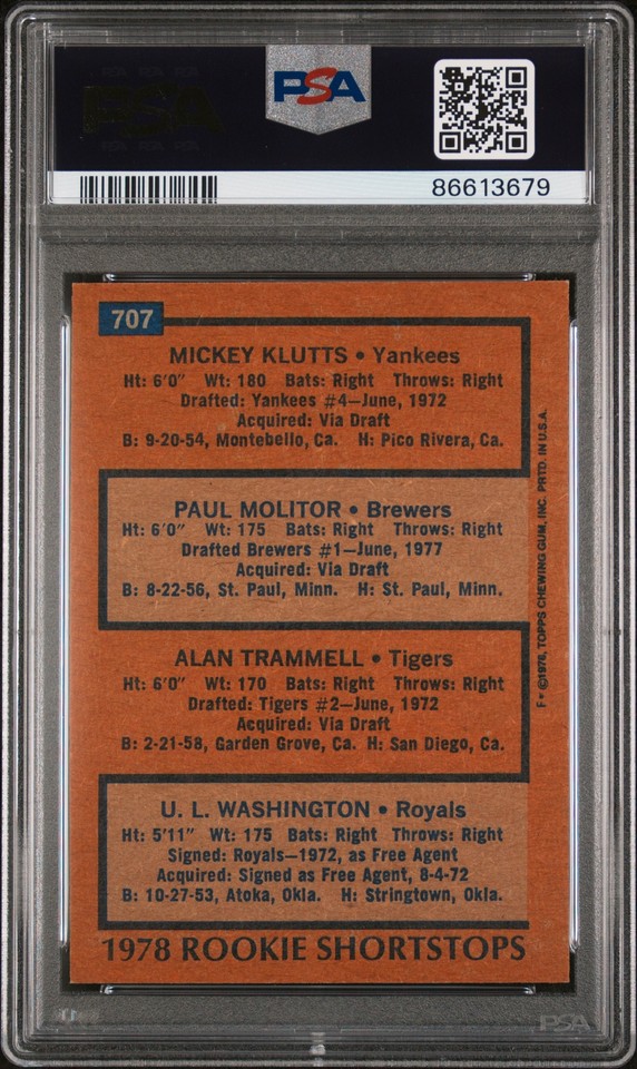 1978 TOPPS #707 ROOKIE SHORTSTOPS PSA 8 | eBay