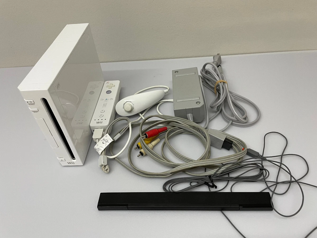 Nintendo Wii Gaming Console Sensor +Cords Gamecube Compatible White RVL ...