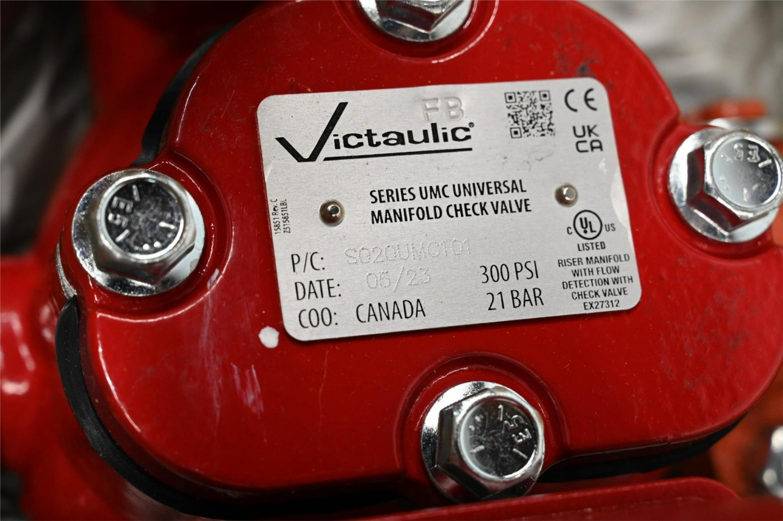 Victaulic Universal Manifold Check Assembly Right Hand PN S020UMCRV0 ...