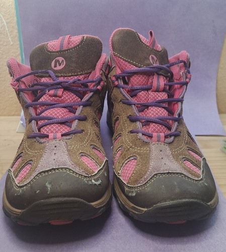 UNISEX KIDS Merrell SIZE 5 Brown w/pink Suede Selct Dry Hiking Low ...