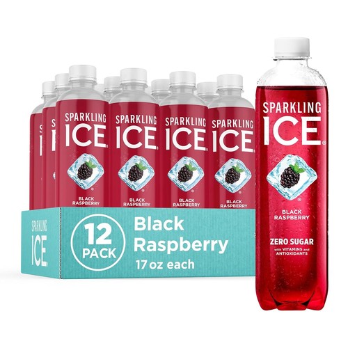 Sparkling Ice, Black Raspberry Sparkling Water, Zero Sugar Flavored ...