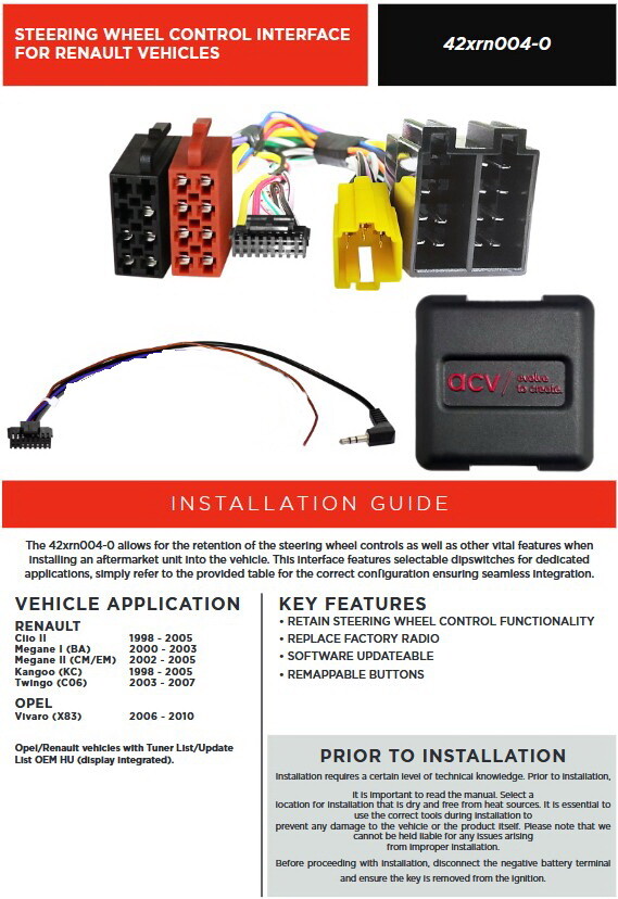 For Dacia Sandero Car Radio Adapter Steering Wheel Buttons Adapter ...