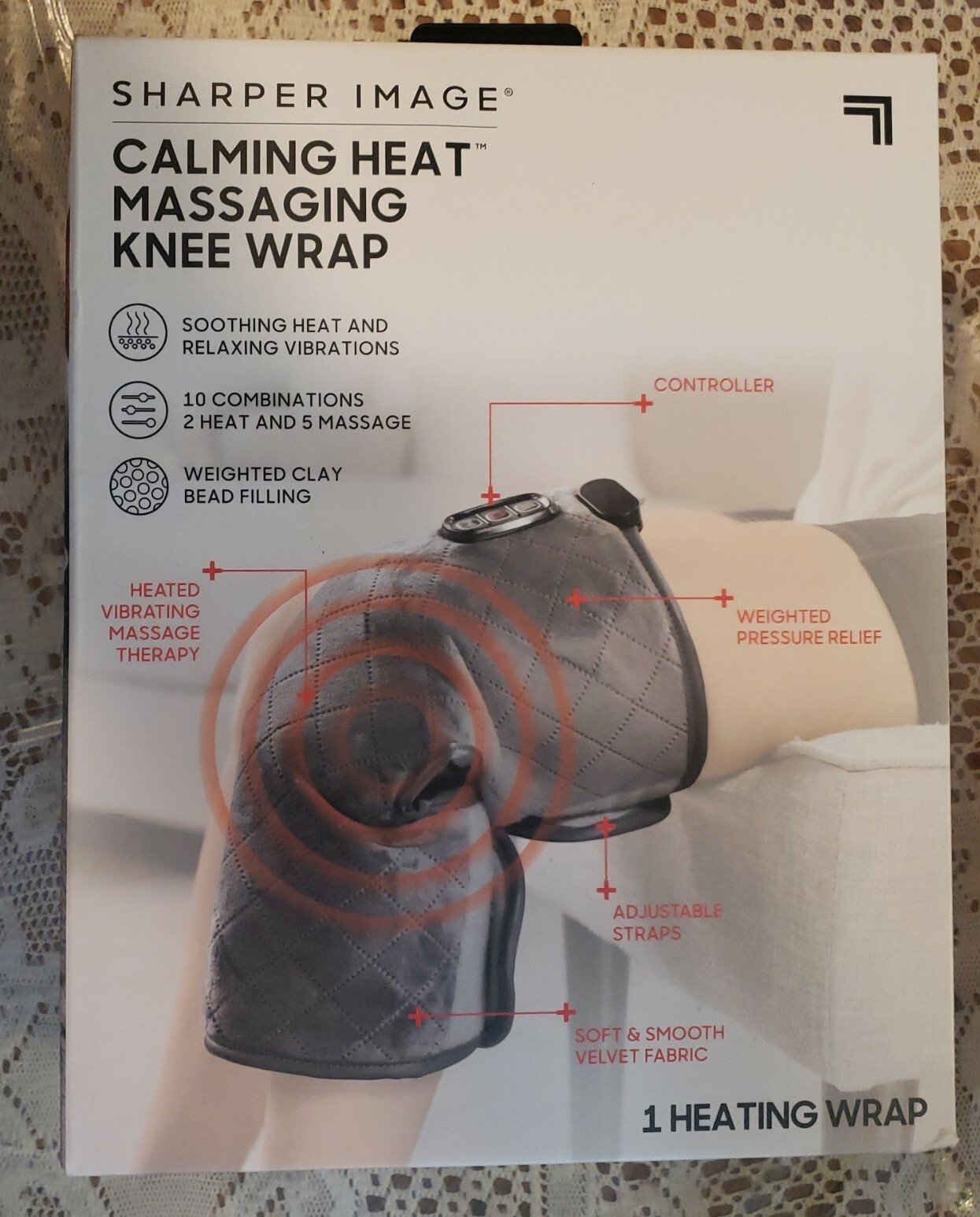 Calming Heat Knee Wrap by Sharper Image Personal Electric Knee Heating ...