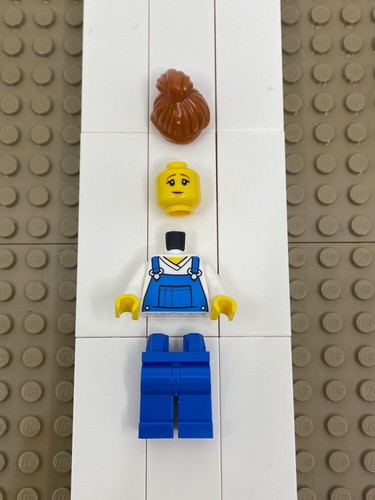 LEGO® Minifig twn459 - Mover - Female, Blue Overalls over V-Neck ...