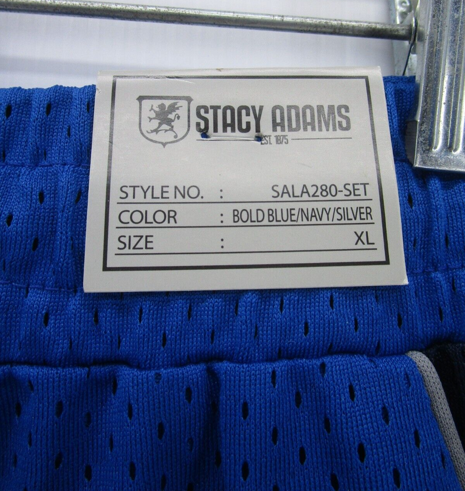 Stacy Adams Tracksuit Men XL Blue Silver Warm Up 2 Piece Mesh Jacket ...