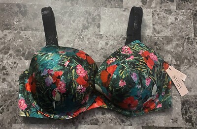 NWT VICTORIA'S SECRET 38D TROPICAL RHINESTONE SHINE STRAP PUSH UP ...