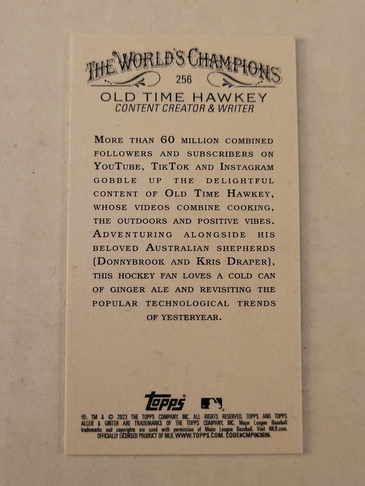 2023 Topps Allen & Ginter Mini Black Border #256 Old Time Hawkey | eBay