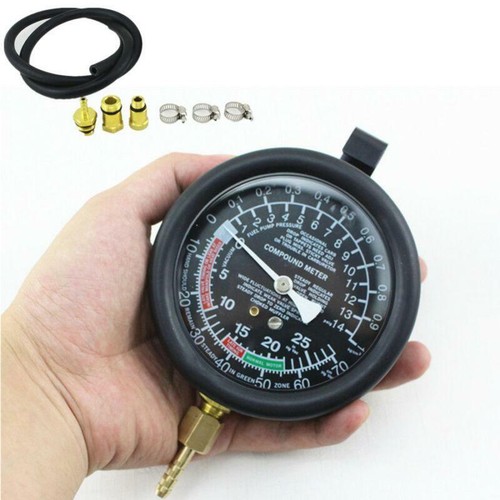 Set Analog Pressure Gauge Test Tool Kit Car Engine Exhaust Back ...
