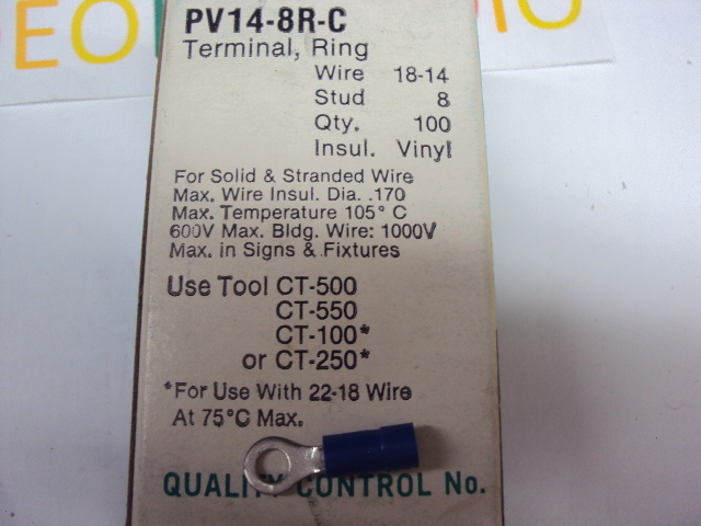 Pkg/100 Panduit Pan-Term Panduit Pan-Term PV14-8R-C RING TERMINAL Blue ...
