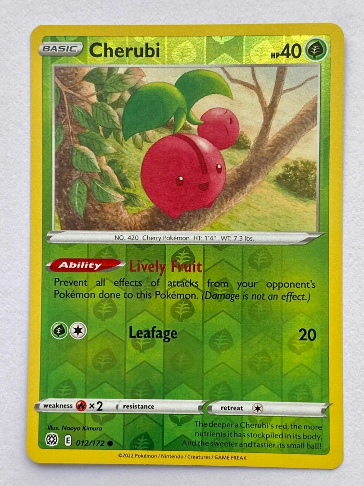 Pokemon - Cherubi 012/172 - Reverse Holo - Brilliant Stars - NM/M - New ...