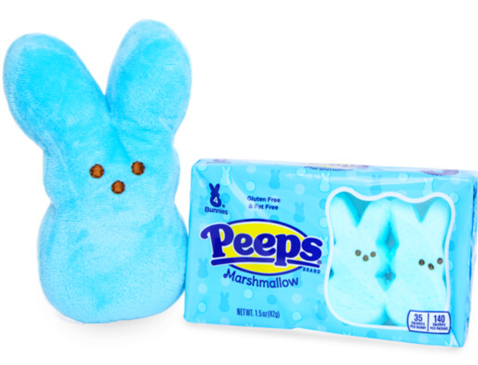 PEEPS Plush Bunny Gift Set, BLUE BUNNY Stuffed Animal & Marshmallow ...