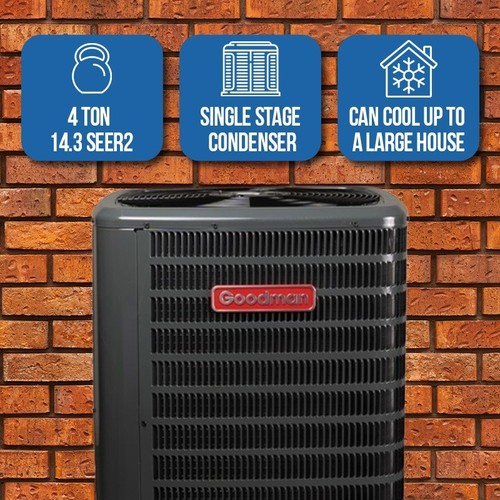 Goodman 4 Ton 14.3 SEER2 Central Air Conditioner Condenser - R32 Single ...
