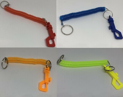Retractable Spiral Stretchy Elastic Coil Keyring Key Chain Ring Plastic ...