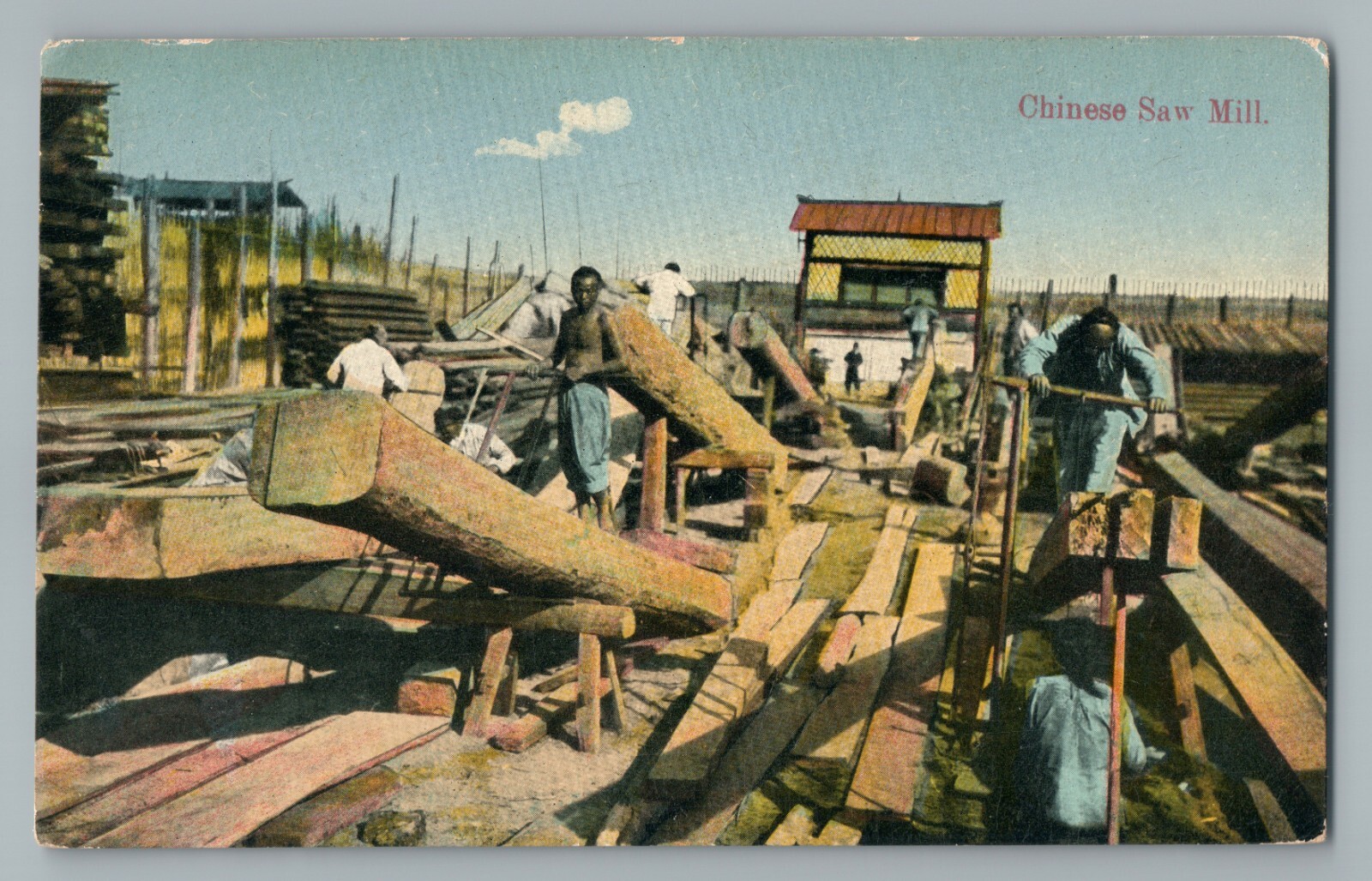 Chinese Saw Mill ~ Antique China Logging Lumber Industry Shanghai ...