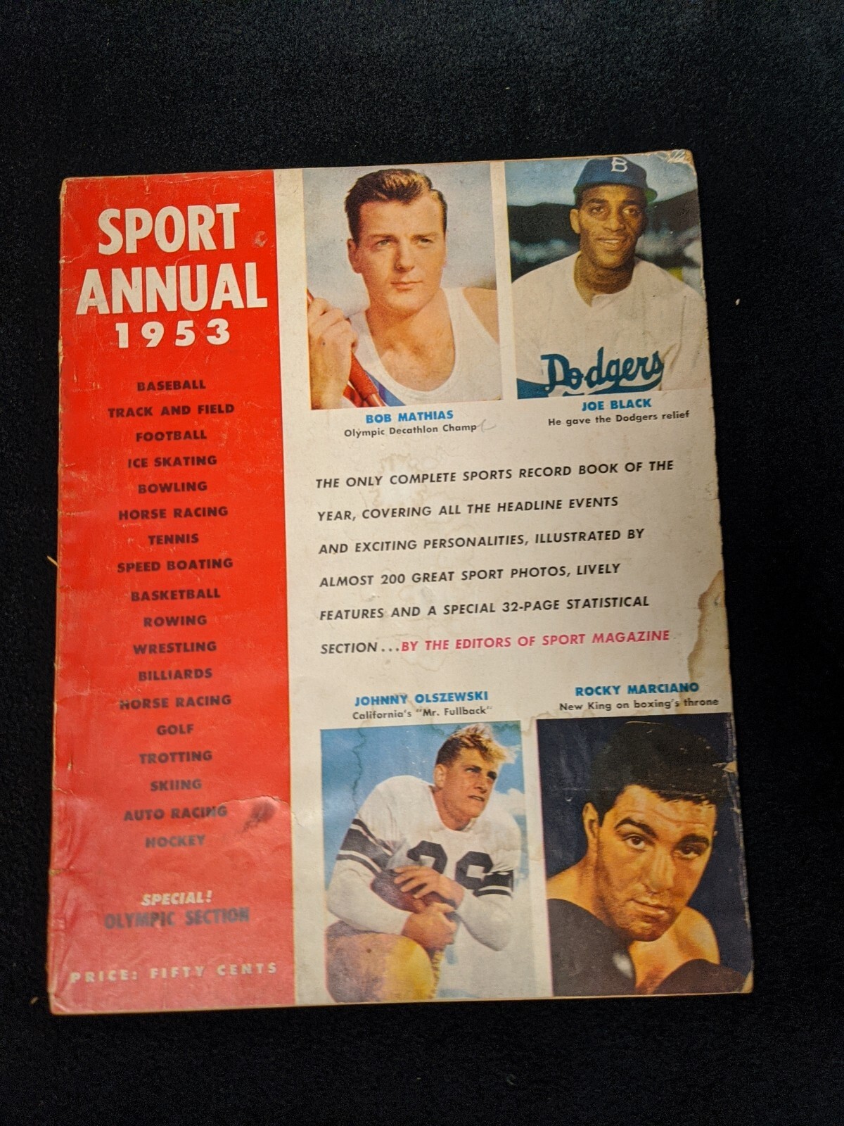 1953 Sports Annual Magazine BOB MATHIS ROCKY MARCIANO JOHNNY OLSZEWSKI ...