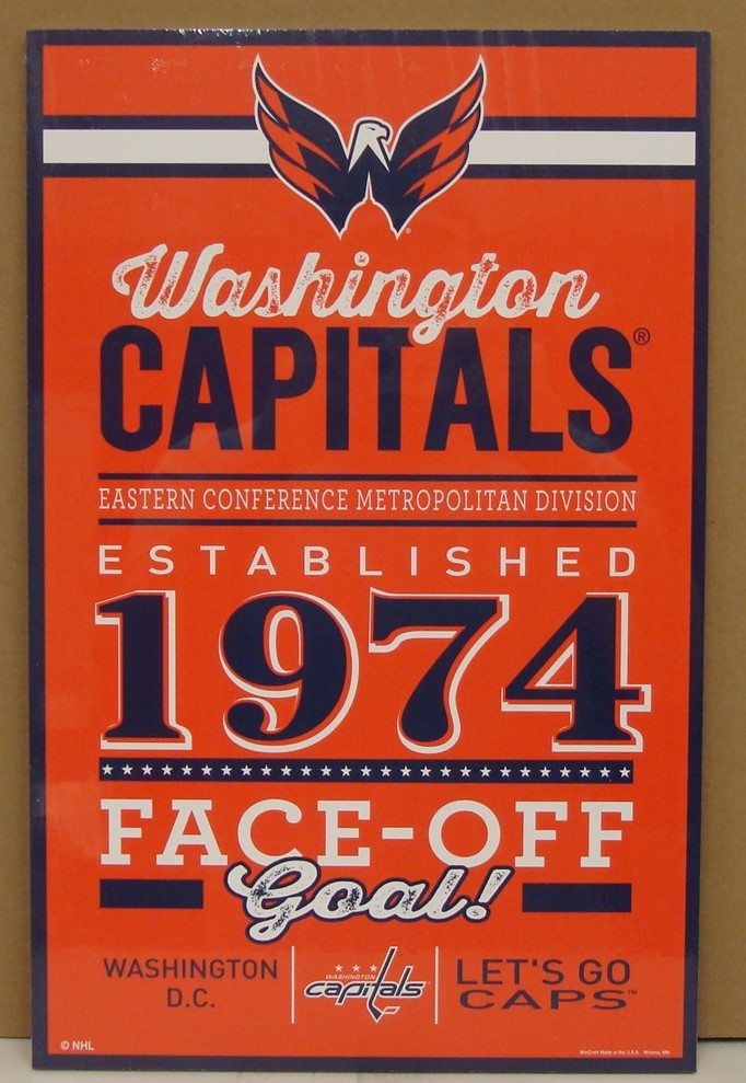 WASHINGTON CAPITALS EST. 1974 LET'S GO CAPS WOOD SIGN 11"X17'' WINCRAFT ...