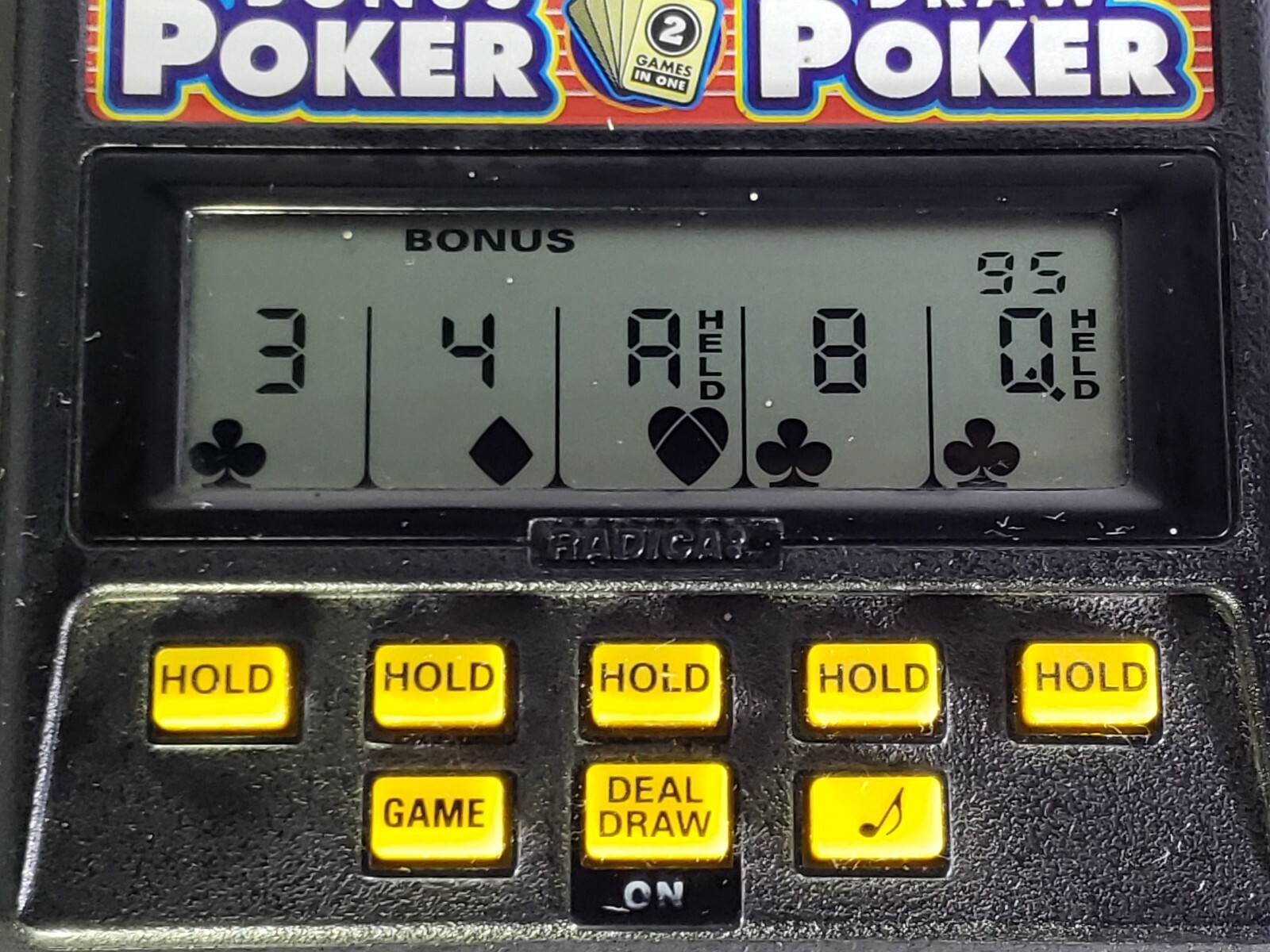 Radica Electronic Handheld Bonus Poker/Draw Poker 2 in 1 game works ...