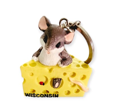 Wisconsin Cheese Keychain Slice Swiss Mouse In Holes Souvenir Resin ...