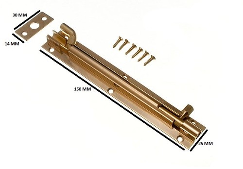 Door Barrel Slide Bolt Cranked Offset 150MM 6 Inch Brass With Screws ...