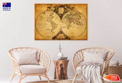 Orbis Vetus Vintage Map World Wall Canvas Home Decor Australian Made ...
