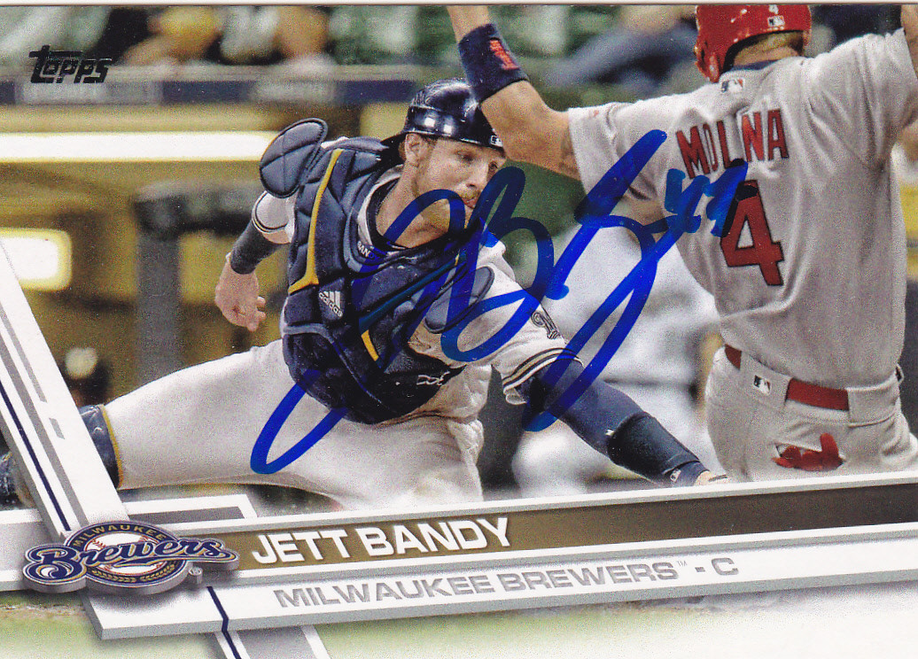 JETT BANDY MILWAUKEE BREWERS SIGNED 2017 TOPPS BASEBALL CARD LOS ...