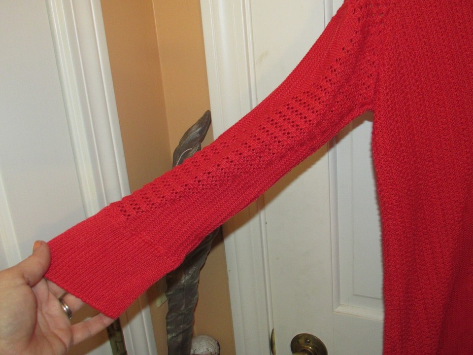 NorthStyle Women's Red Knit 3/4 Sleeve Button Front Cardigan Sweater ...