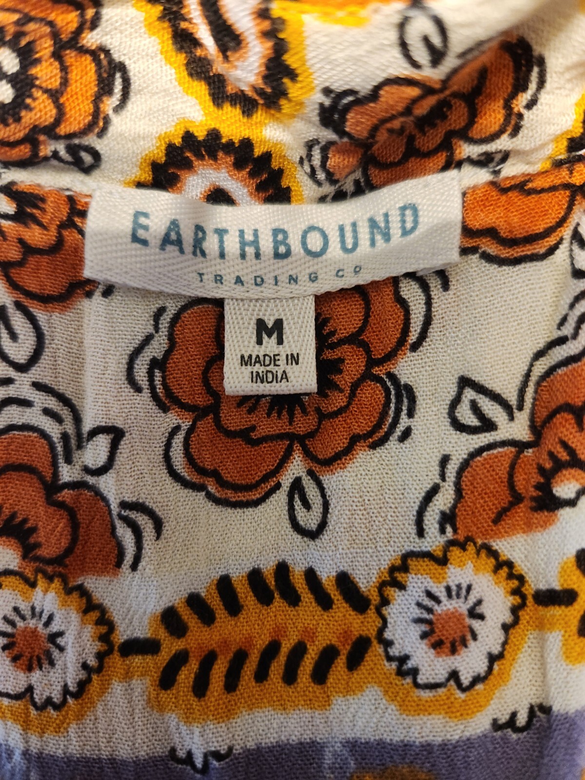 Earthbound Trading Co Floral Crinkle Short Sleeve Button Up Top Hippie ...