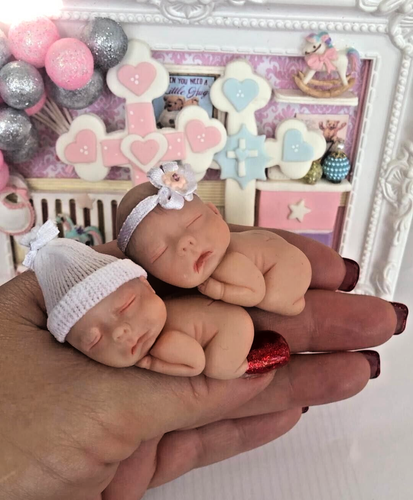 2" Boy & Girl Ooak Polymer Clay Miniature Dollhouse Babies + Pacifiers ...